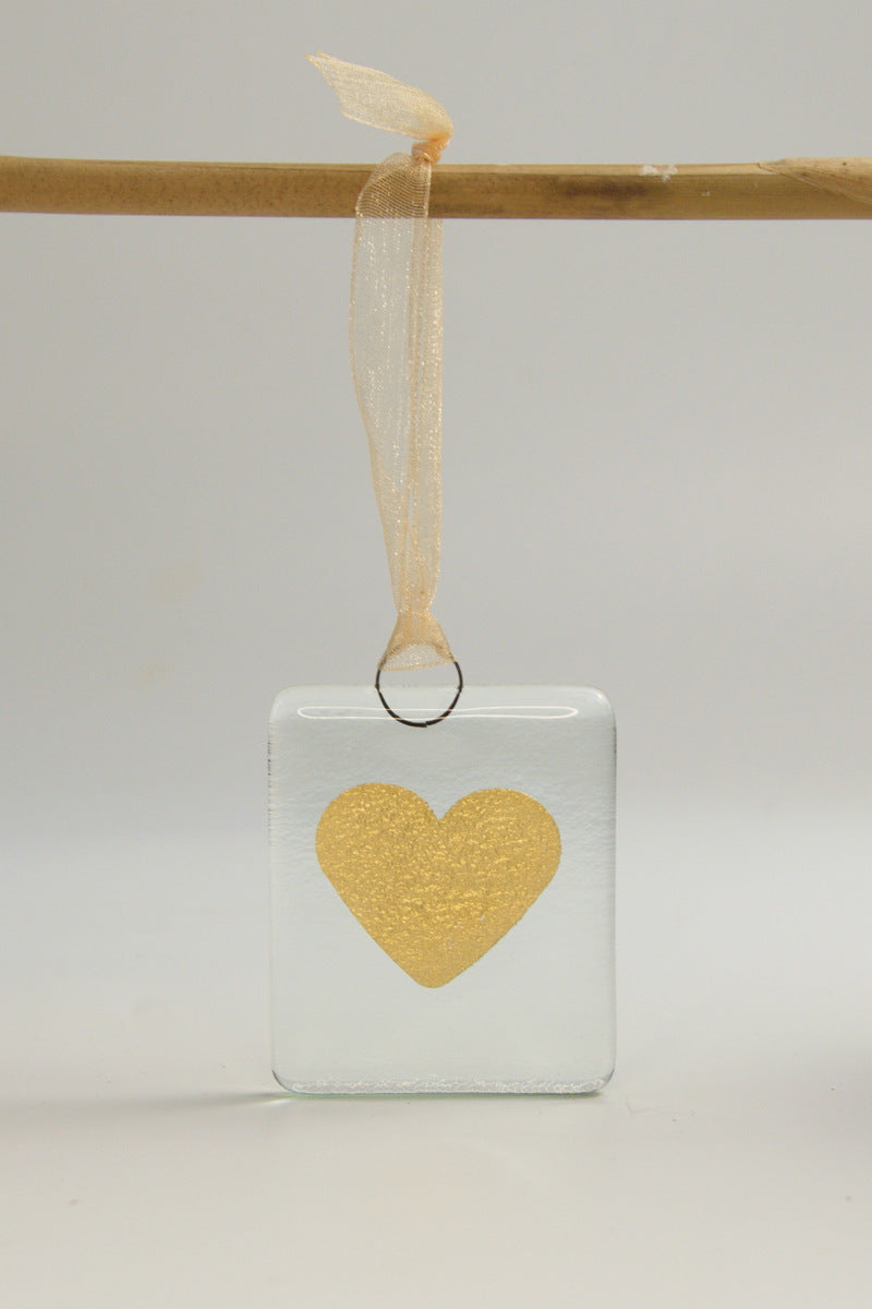 Heart Small Hanging Gold – Flow Glass